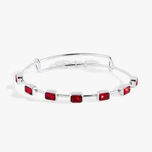 ALEX AND ANI January Birthstone Emerald Cut Bangle - Silver 